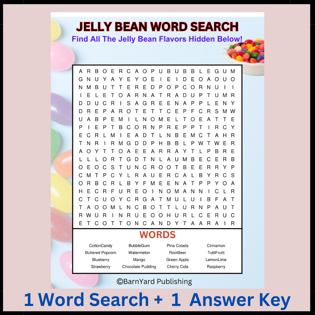 FREE! 1 Jelly Bean Word Search with Answer Key (2 pages) – BarnYard ...