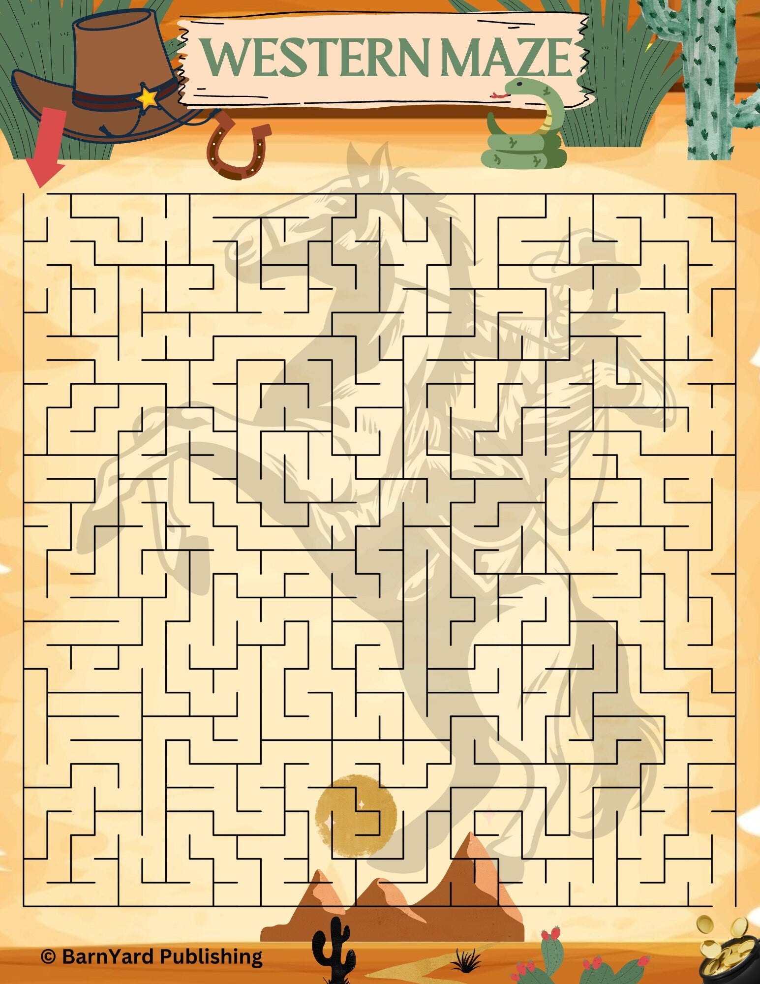 1 Printable Western Themed Printable Puzzle Cowboy Digital Activity fo ...