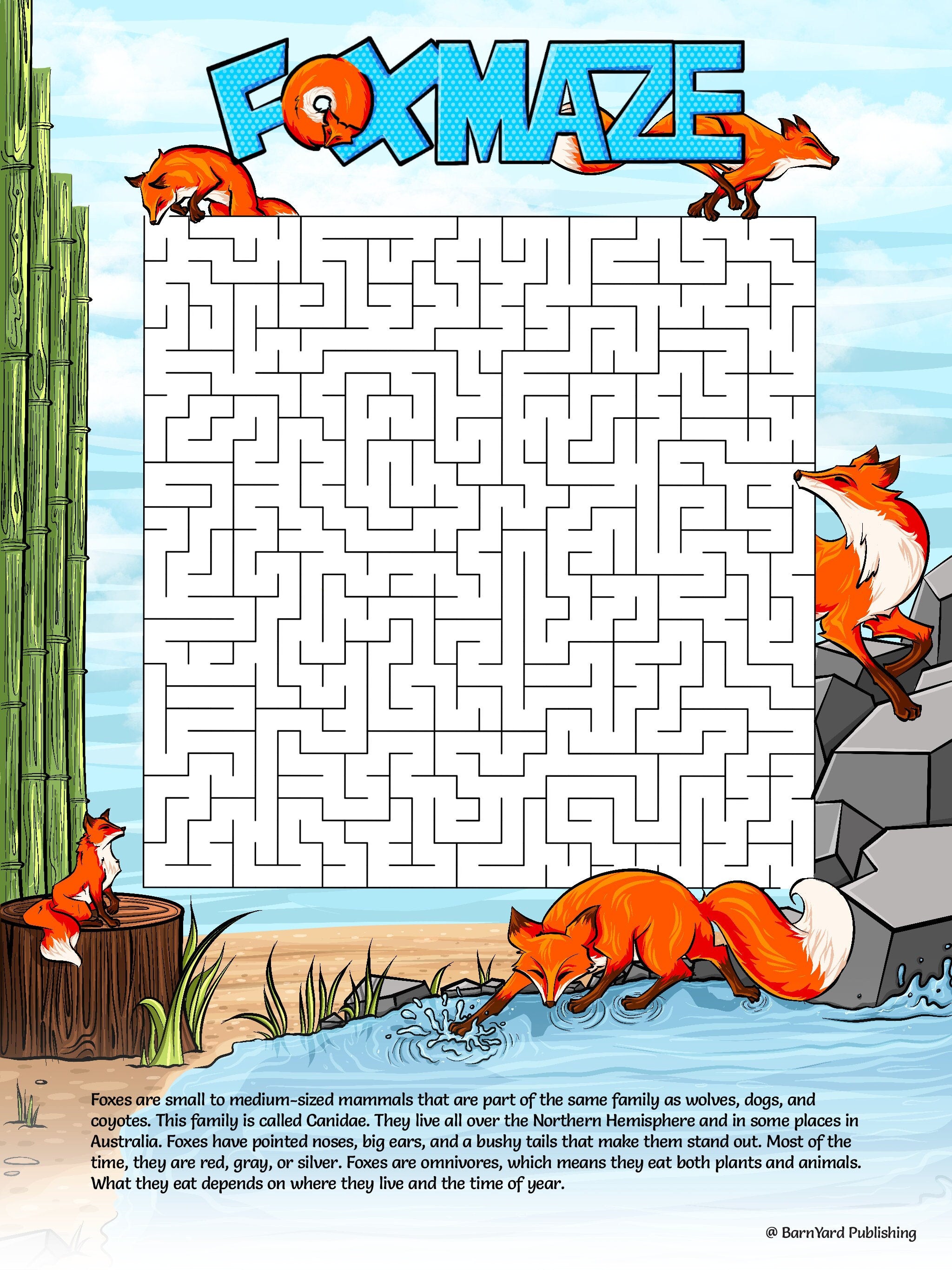 Printable Fox Maze - 1 page color maze, 1 Answer Key - 8.5" x 11 ...